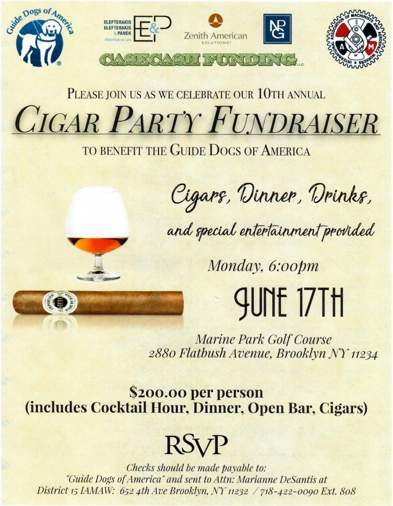 Cigar Party Fundraiser - Guide Dogs of America